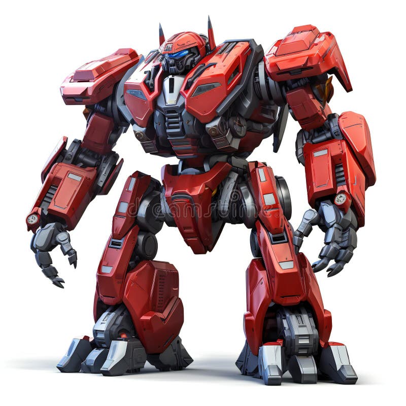 A Red Robot Isolated on White Background Stock Illustration ...