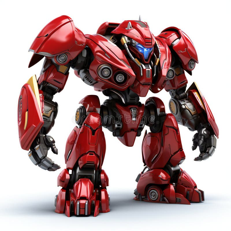 A Red Robot Isolated on White Background with Shadow Stock Illustration ...
