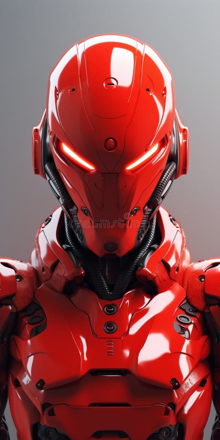 Red robot made with AI stock illustration. Illustration of lightning ...