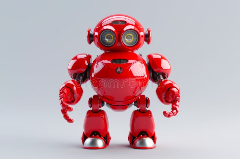 Red Robot with Two Eyes and Head with Light on it. Generative AI Stock ...
