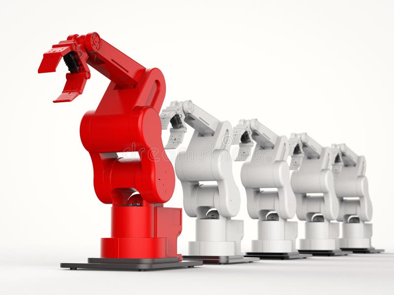 Red Robotic Arm As a Leader Stock Illustration - Illustration of ...