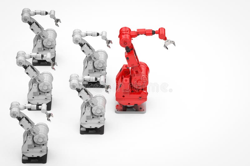 Red Robotic Arm As a Leader Stock Illustration - Illustration of ...