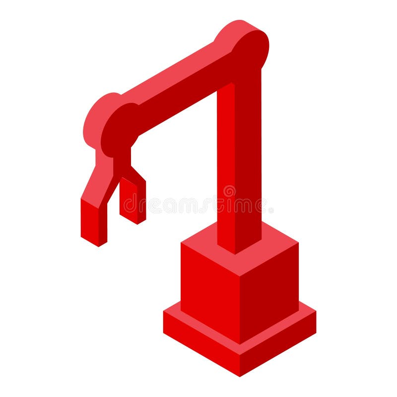 Red Robotic Arm Lifting Object Isometric View Stock Vector ...