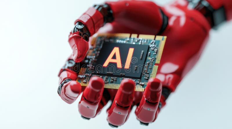 Robotic Hand Holds AI Processor Chip, Showcasing Technology in Modern ...