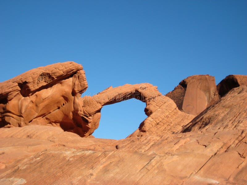 Red Rock Arch in Desert Canyon Stock Photo - Image of nature, solid ...