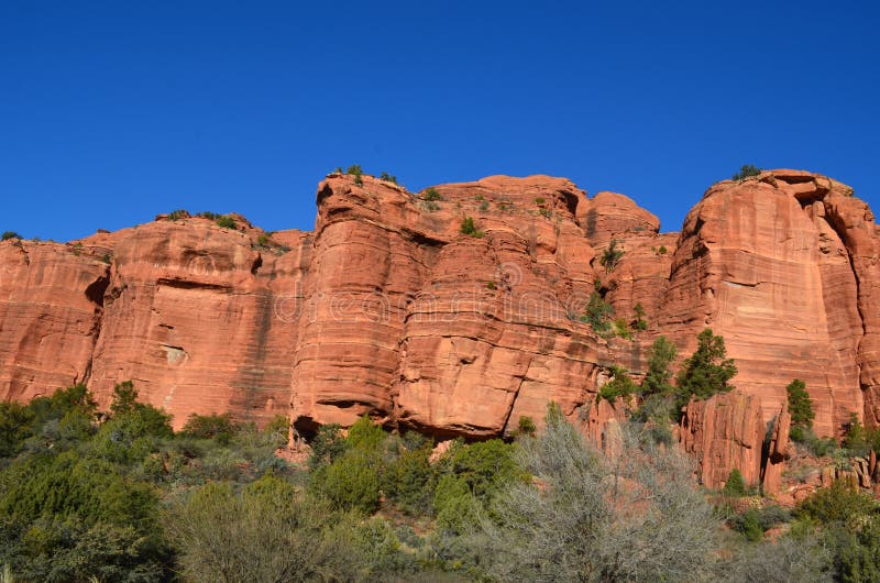 Red Rock Canyon with Towering Red Rock Cliffs Stock Photo - Image of ...