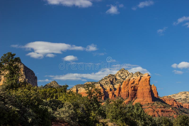 Red Rock Cliff in Arizona High Desert Stock Image - Image of reflection ...