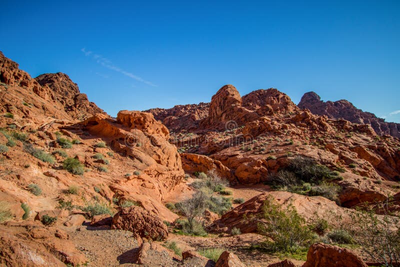Red Rock Cliffs in the Nevada Desert Stock Image - Image of fire, light ...