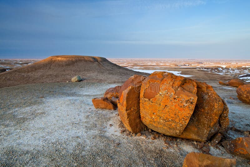 Red Rock Coulee In Southern Alberta, Canada Stock Image - Image of snow ...