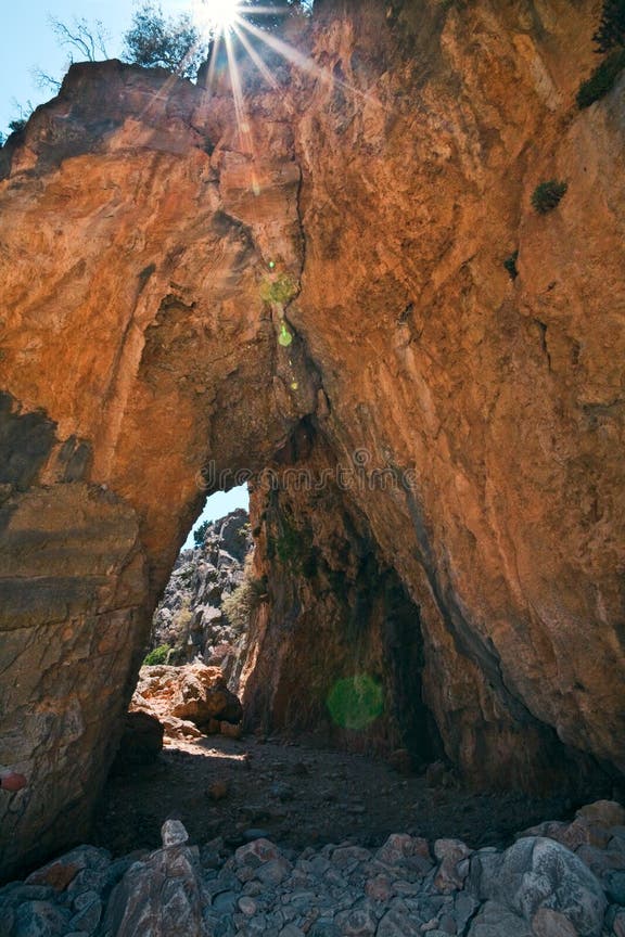 Red Rock Formation in the Cleft of Imbros Stock Image - Image of rock ...