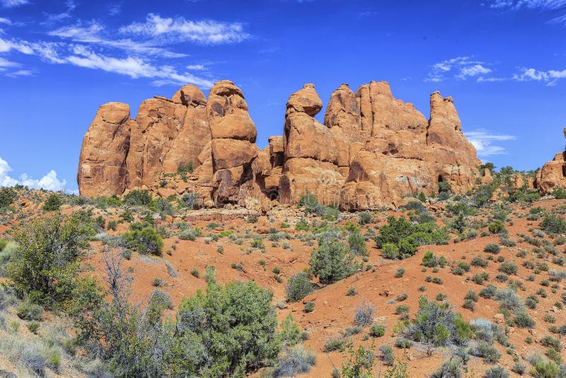 Red Rock Formations in Arches National Park, Utah Stock Photo - Image ...