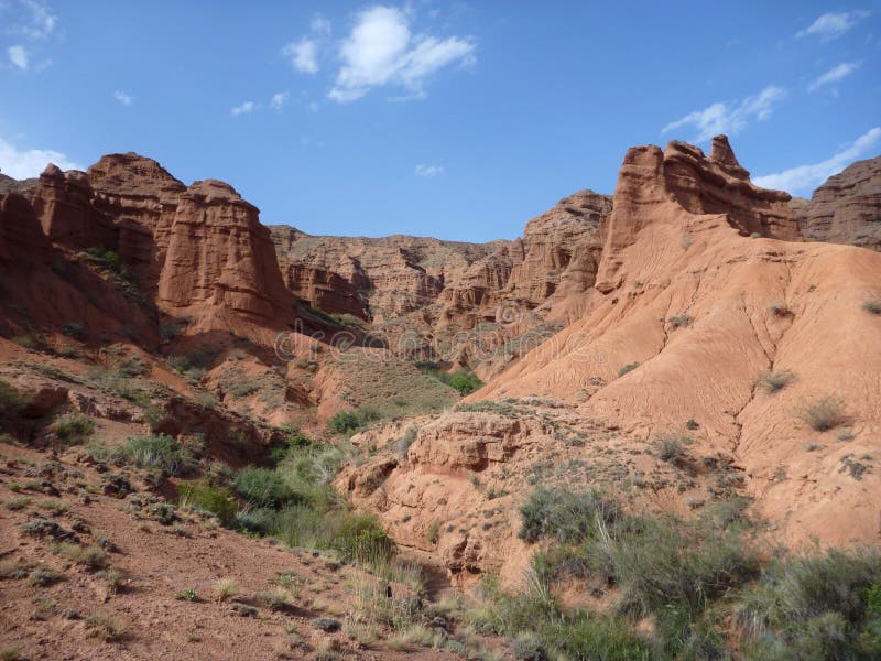 Red Rock Formations in Canyon Konorchek in Kyrgyzstan Stock Photo ...