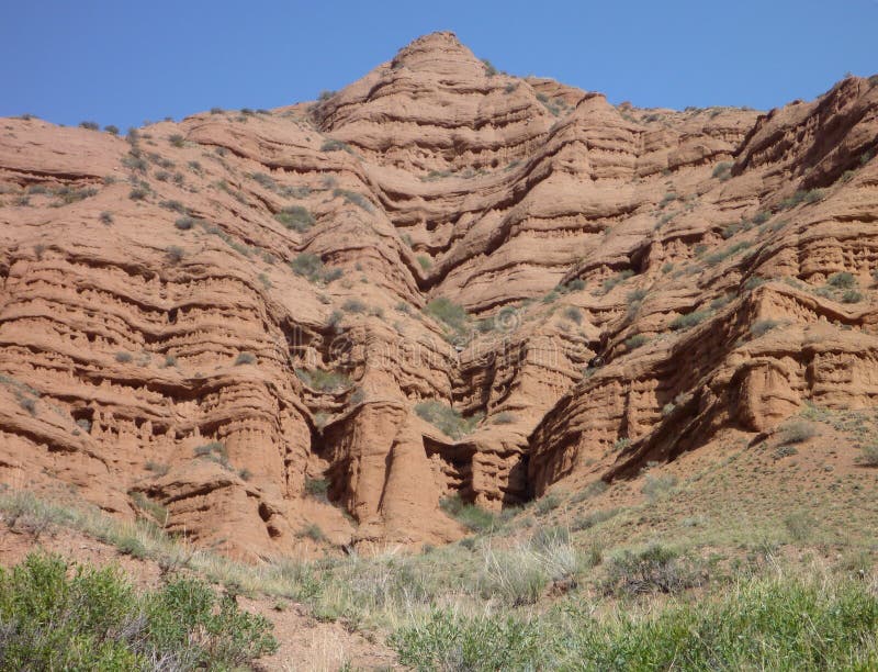 Red Rock Formations in Canyon Konorchek in Kyrgyzstan Stock Photo ...