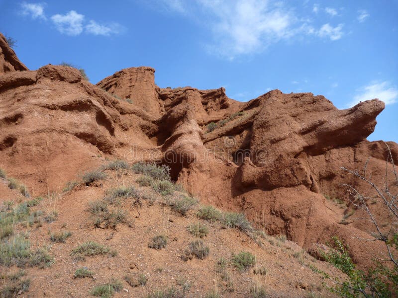 Red Rock Formations in Canyon Konorchek in Kyrgyzstan Stock Image ...