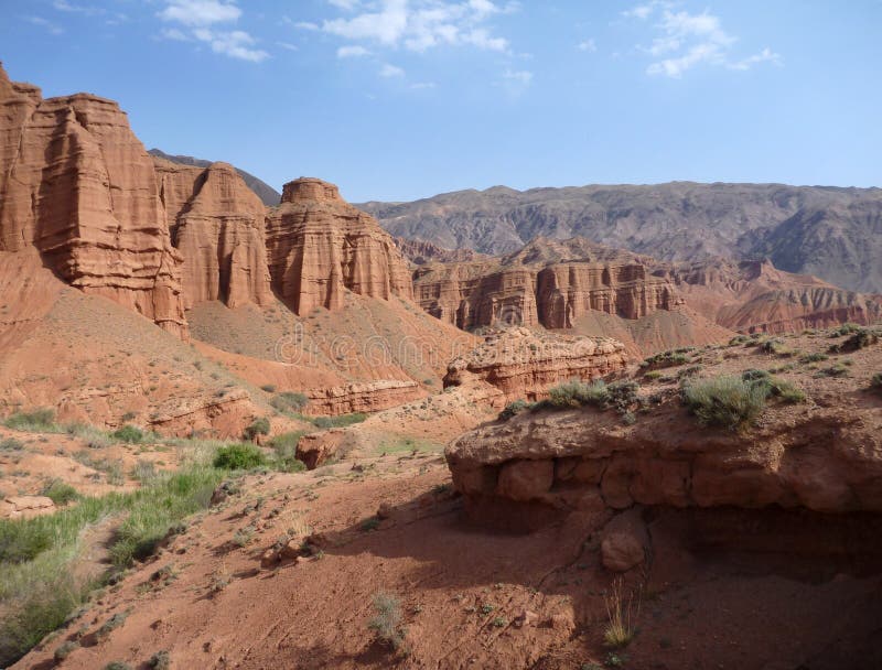 Red Rock Formations in Canyon Konorchek in Kyrgyzstan Stock Photo ...