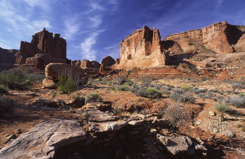 Red Rock Landscape in Arches National Park Stock Photo - Image of ...