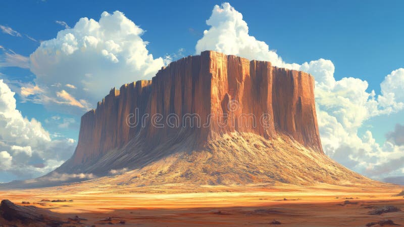 Red Rock Mesa Under a Sunny Sky Stock Illustration - Illustration of ...