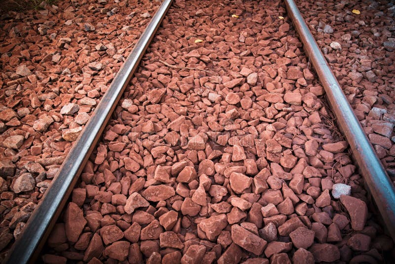 Red Rock Railway Tracks , Stone Background Vintage Filter Stock Photo ...