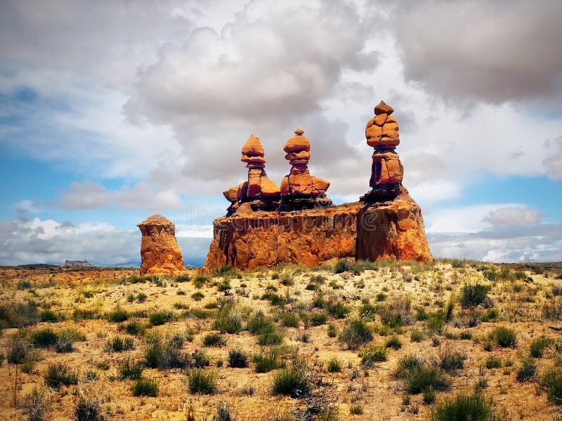 Red Rock Sandstone Formations, Three Sisters Stock Photo - Image of ...