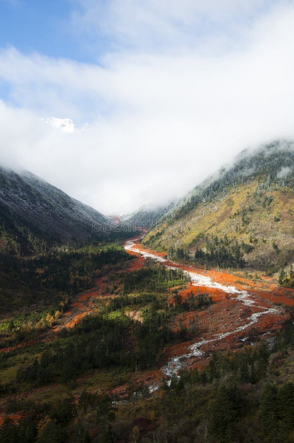 A Rock in a Stream in Front of a Small Reservoir. Stock Photo - Image ...