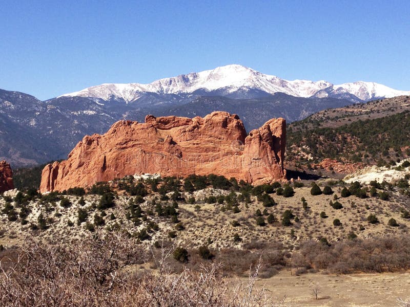 Red Rock w/Pikes Peak stock image. Image of outdoor, spring - 30542103