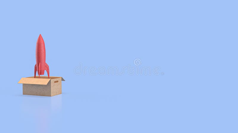 The Red Rocket in Box for Startup Concept 3d Rendering Stock ...