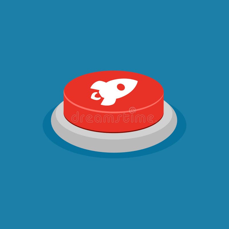 Red Rocket Button. Business Startup Idea. Vector Illustration Stock ...