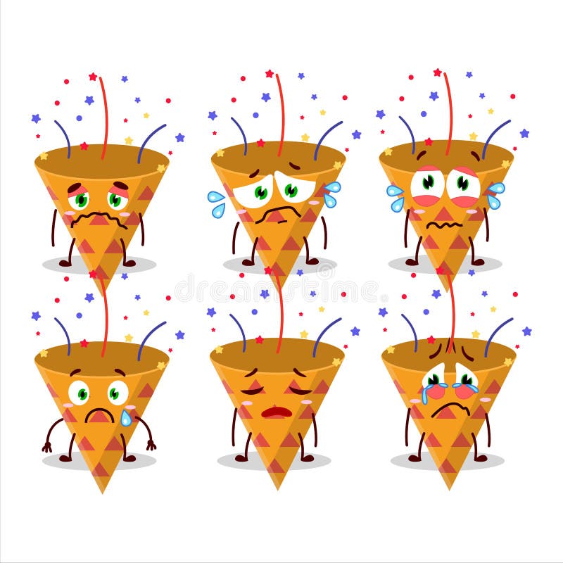 Red Rocket Firework Cartoon Character with Sad Expression Stock Vector ...