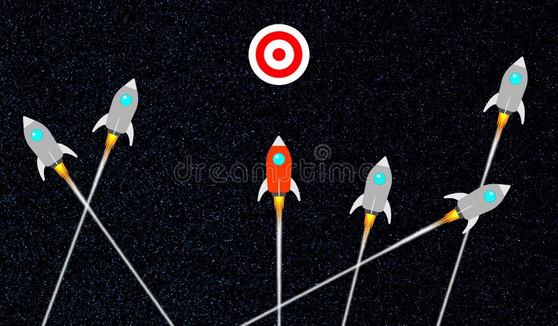 Concept of Right Direction on Starry Sky Background Stock Illustration ...