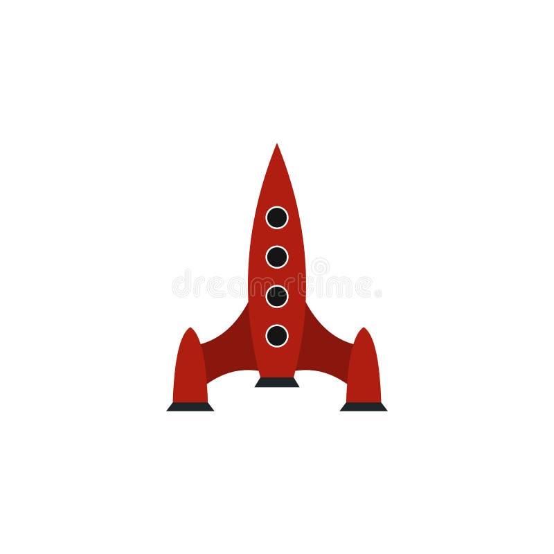 Red Rocket Icon, Flat Style Stock Vector - Illustration of fantasy ...