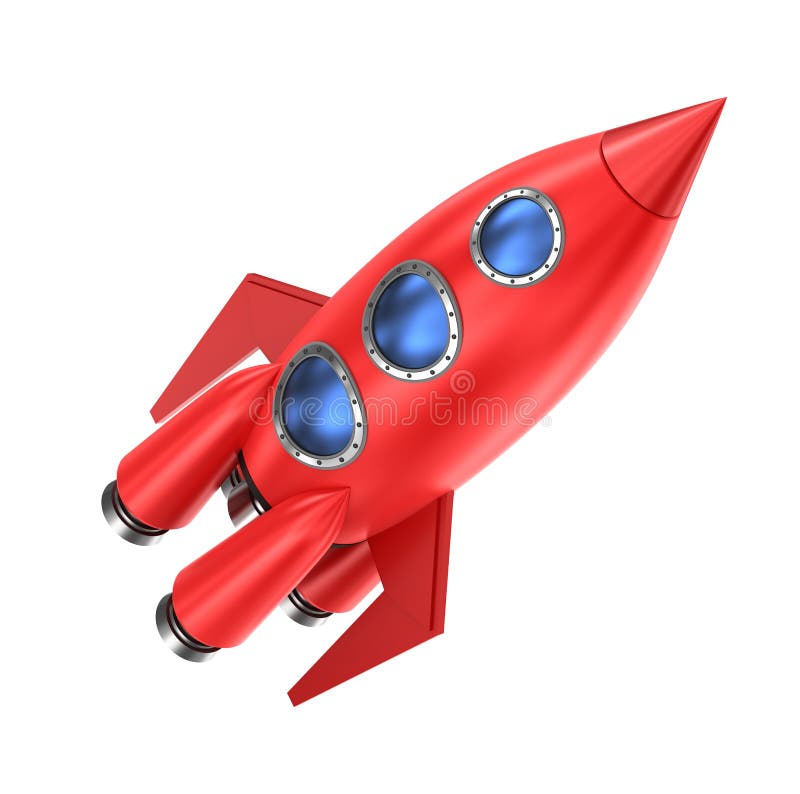 Retro Red Rocket Concept. on White. Stock Illustration - Illustration ...