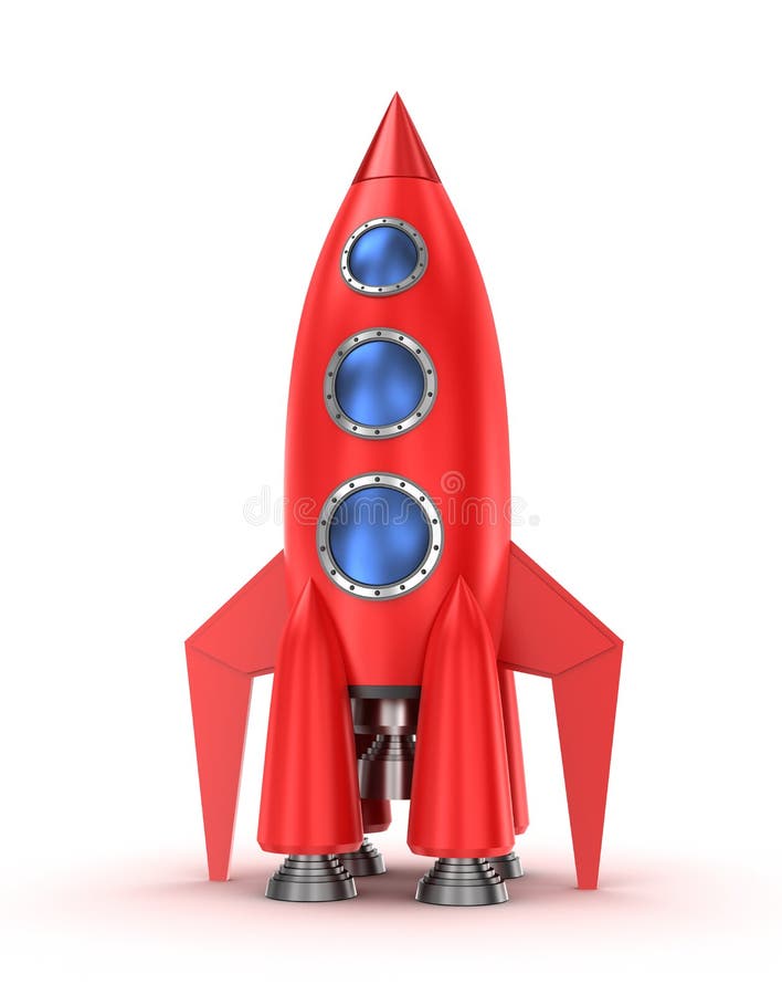 Retro Red Rocket Concept. on White. Stock Illustration - Illustration ...