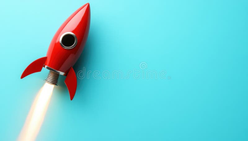 Red Rocket Launch on Clear Background, Symbolizing a Successful Space ...