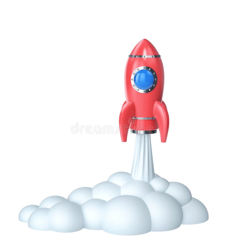 Red Rocket Launch Isolated on White. Clipping Path Included Stock ...