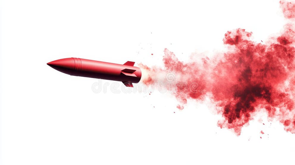 Red Rocket Launch: Power, Speed, and a Crimson Cloud of Fire Stock ...