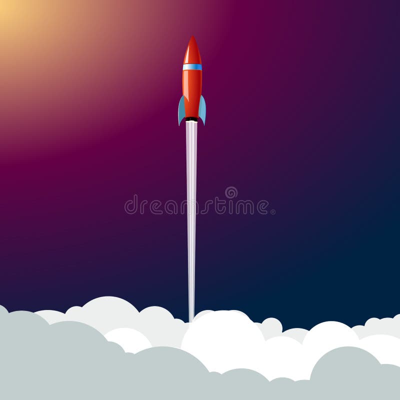 Red Rocket Launch stock vector. Illustration of spaceship - 120171637