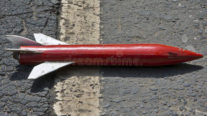 A red rocket is stock image. Image of dirty, build, pavement - 316439179