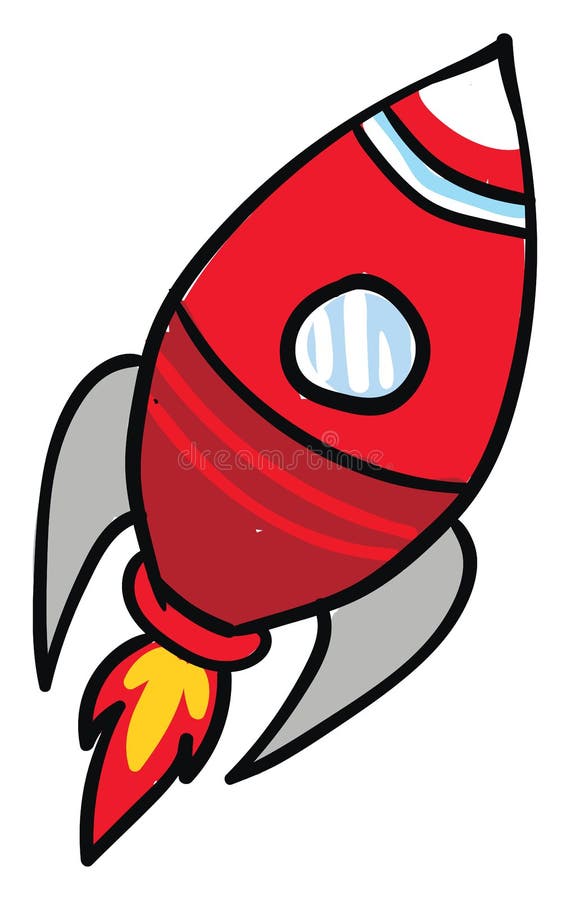 Red Rocket Ship, Illustration, Vector Stock Vector - Illustration of ...