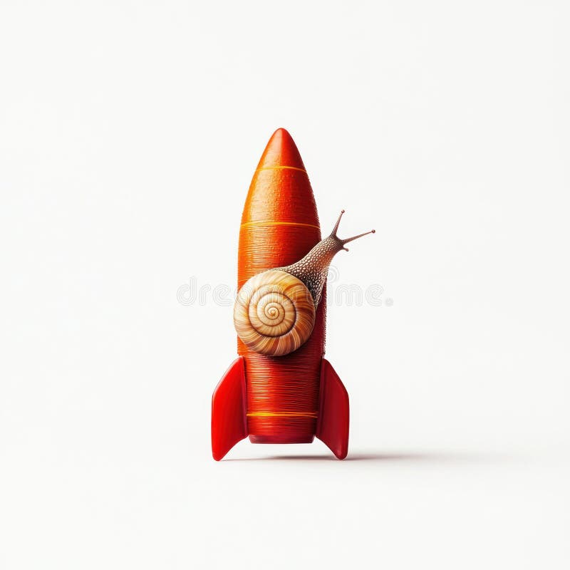 Red Rocket with Snail Rider Stock Illustration - Illustration of sleek, unique: 365845713
