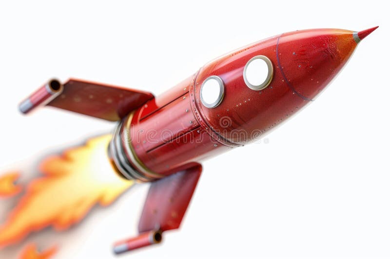 Red Rocket Soaring through Sky Stock Photo - Image of exploration ...