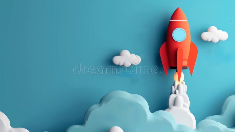 Red Rocket Soaring through the Sky Stock Image - Image of liftoff ...