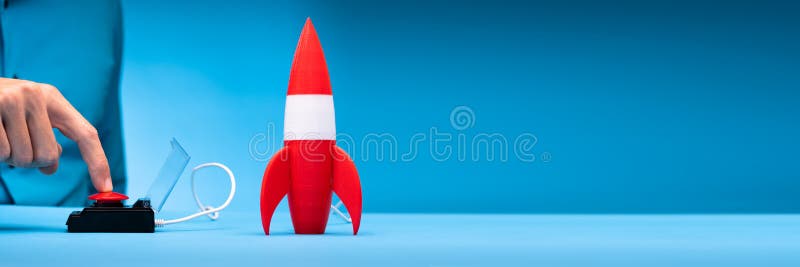Red Rocket Start and Launch Button for Career Stock Photo - Image of ...