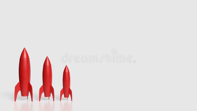The Red Rocket on White Background 3d Rendering Stock Illustration ...