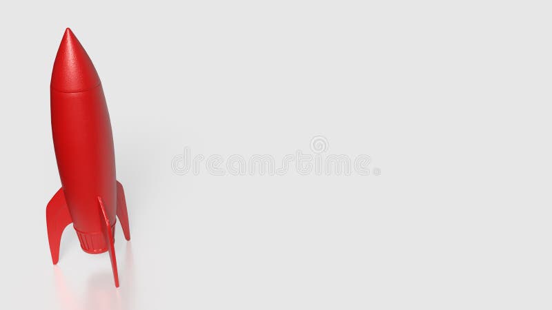 The Red Rocket on White Background 3d Rendering Stock Illustration ...
