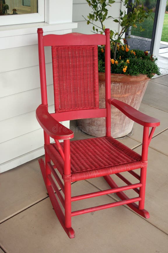 Red Rocking Chair stock photo. Image of flowers, exterior - 4405160
