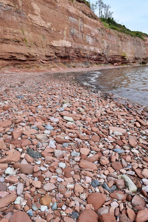 Red Rocks on a Beach Coast in Gaspesie, Quebec, Canada Stock Image ...