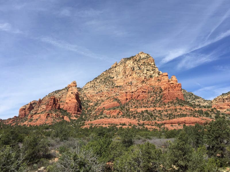 Red rocks below clouds stock photo. Image of spring, rocks - 54806084