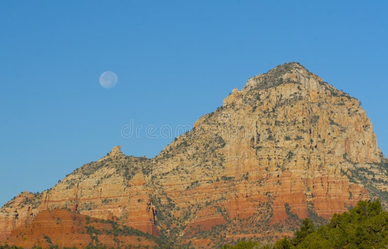 Red Rocks with full moon stock photo. Image of geologic - 12750088