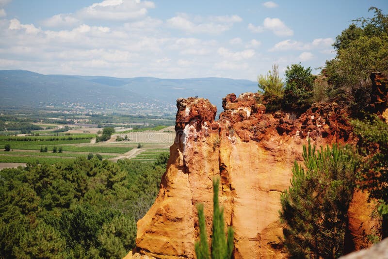 Red Rocs of Jaune in Roussilon, France Stock Image - Image of europe ...