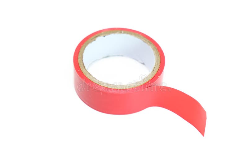 Red Roll of Electrical Sticky Isolation Duct Tape on White Background ...